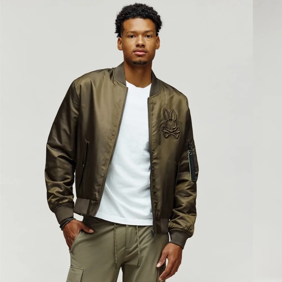 Psycho Bunny | Jackets & Coats | Psycho Bunny Khaki Bomber Jacket ...